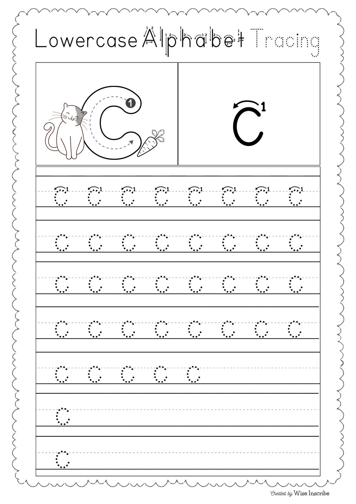 26 Printable Lowercase Alphabet Tracing Worksheets | Nursery EYFS ...