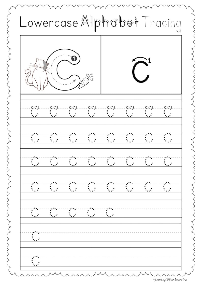 26 Printable Lowercase Alphabet Tracing Worksheets Nursery Eyfs