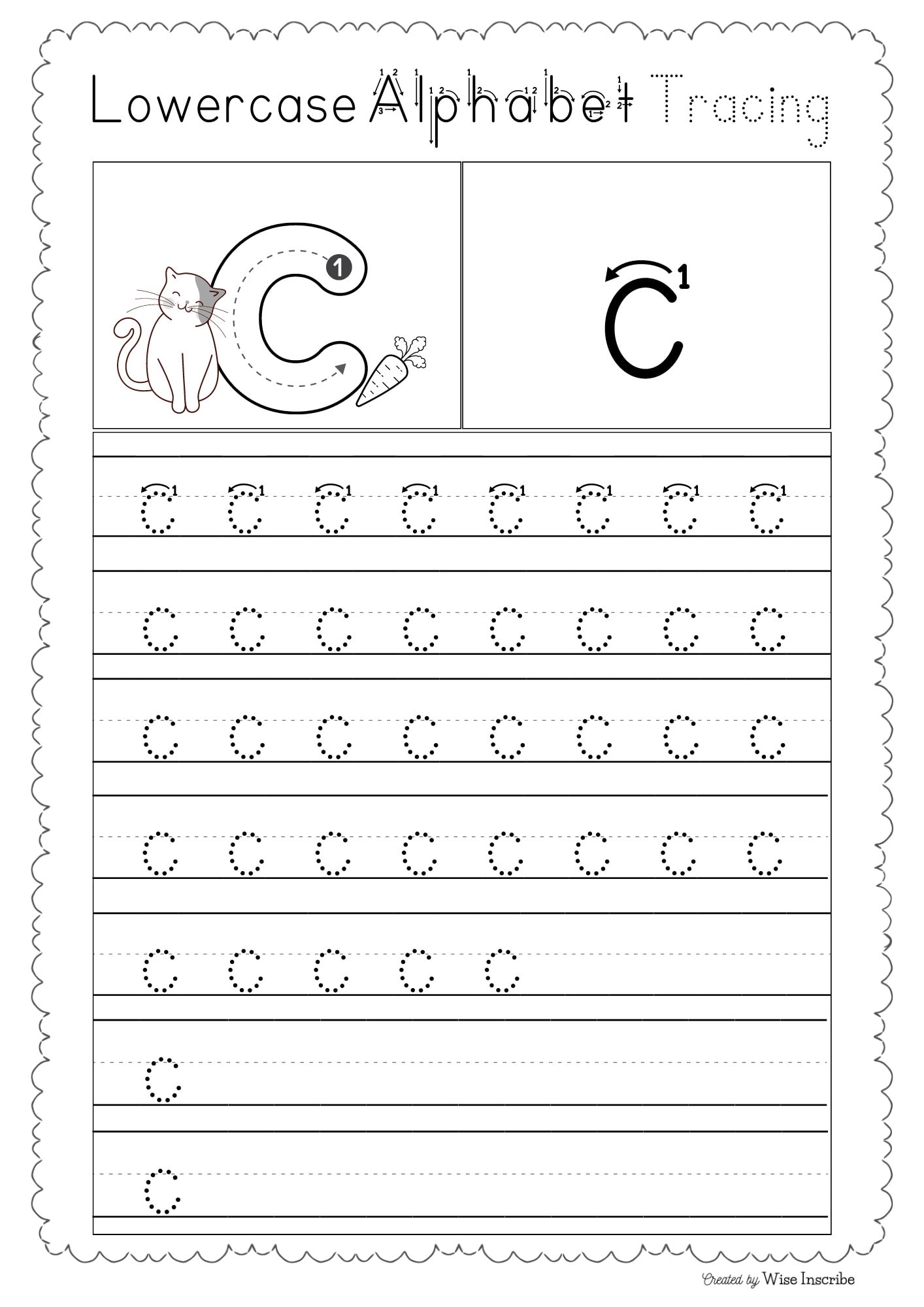 26 Printable Lowercase Alphabet Tracing Worksheets | Nursery EYFS ...
