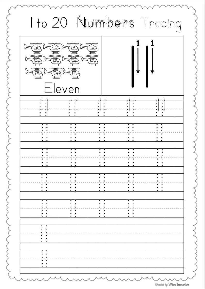 Numbers Tracing Worksheets 1-20: EYFS Preschool Printable - Etsy