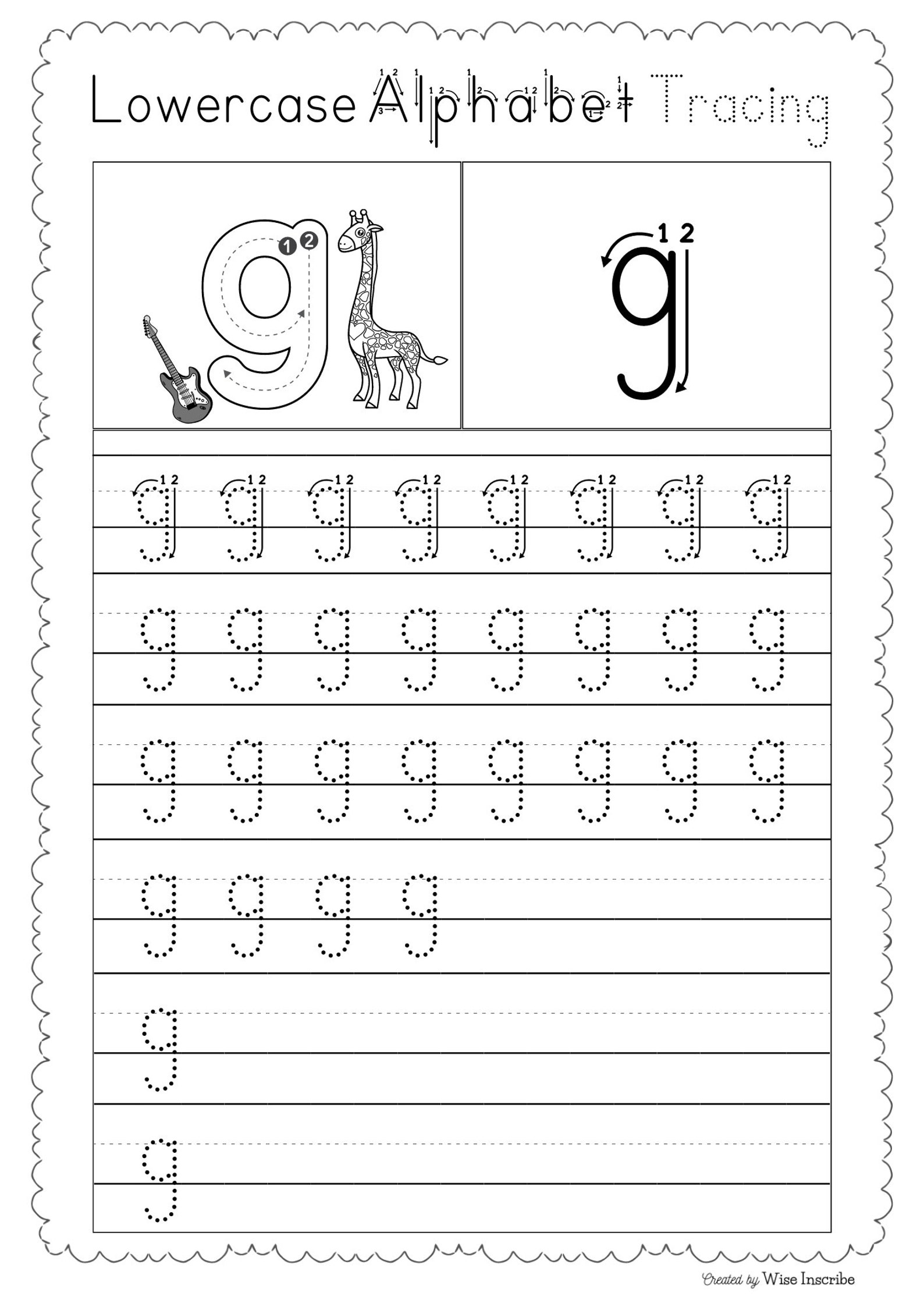 26 Printable Lowercase Alphabet Tracing Worksheets | Nursery EYFS ...