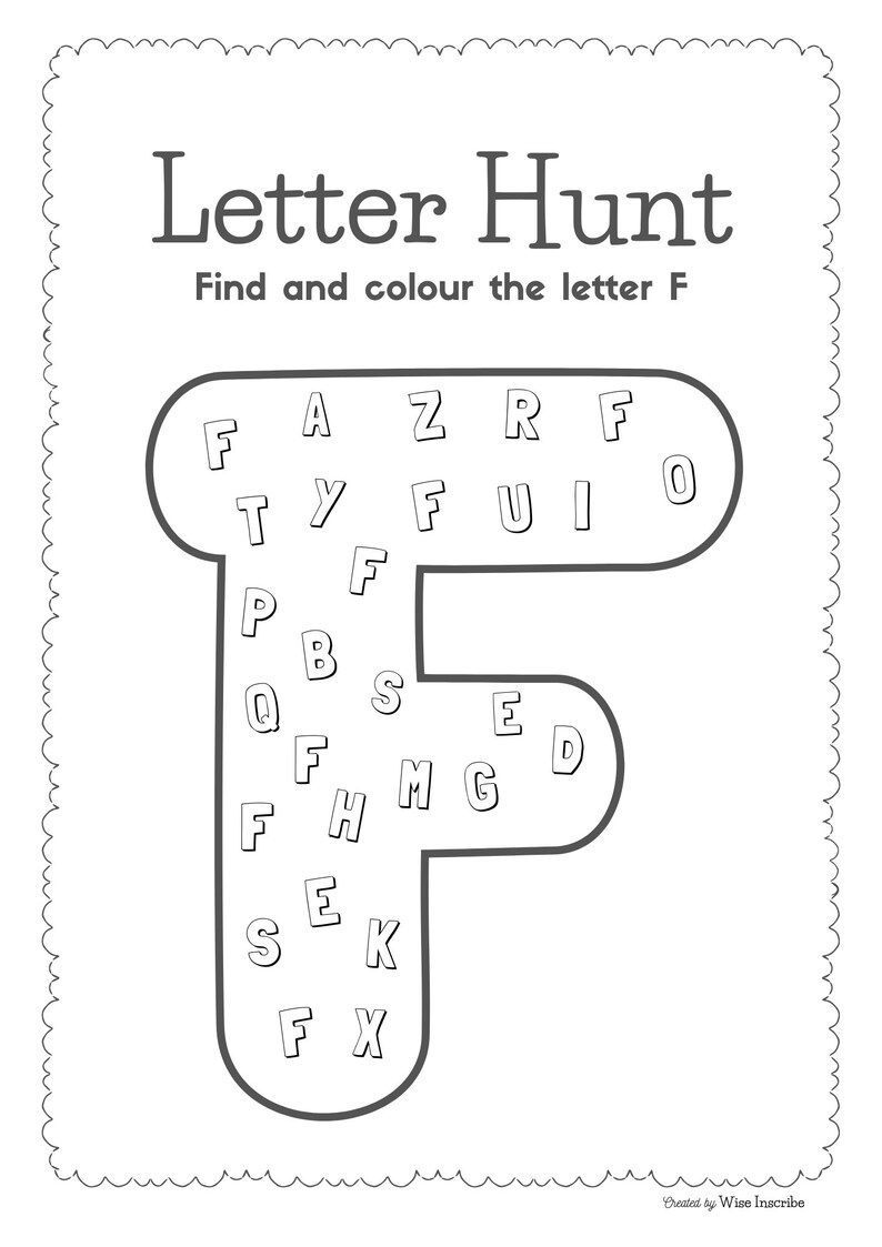 26 Letter Hunt Alphabet Worksheets Printable ABC Colouring Nursery EYFS ...