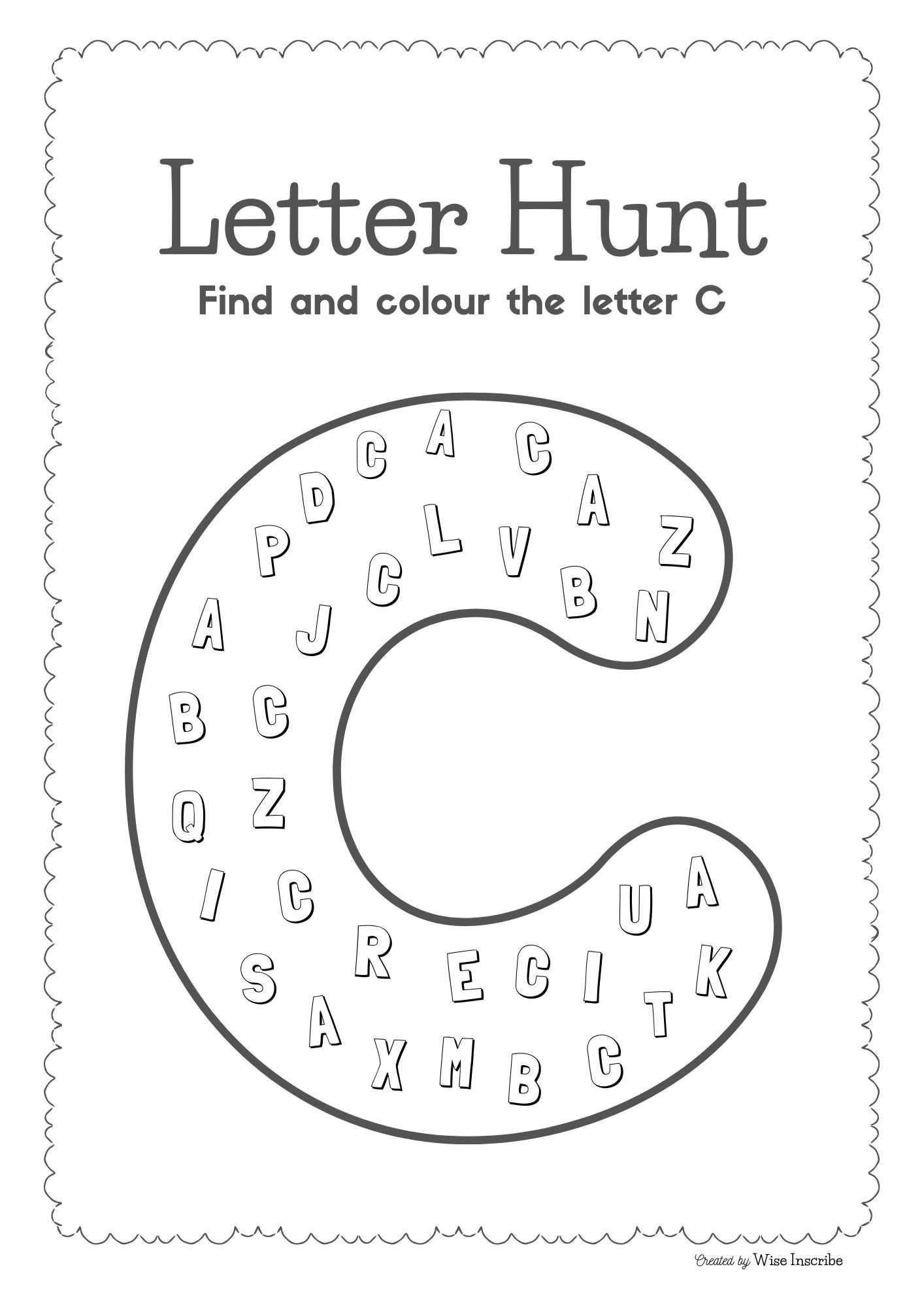 26 Letter Hunt Alphabet Worksheets Printable ABC Colouring Nursery EYFS ...
