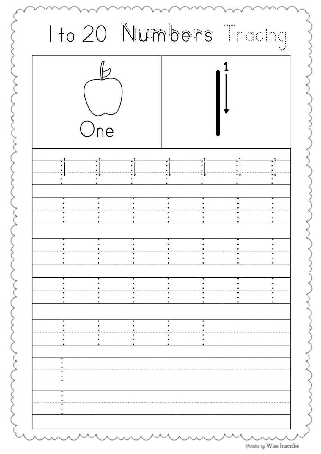 Numbers Tracing Worksheets 1-20: EYFS Preschool Printable - Etsy