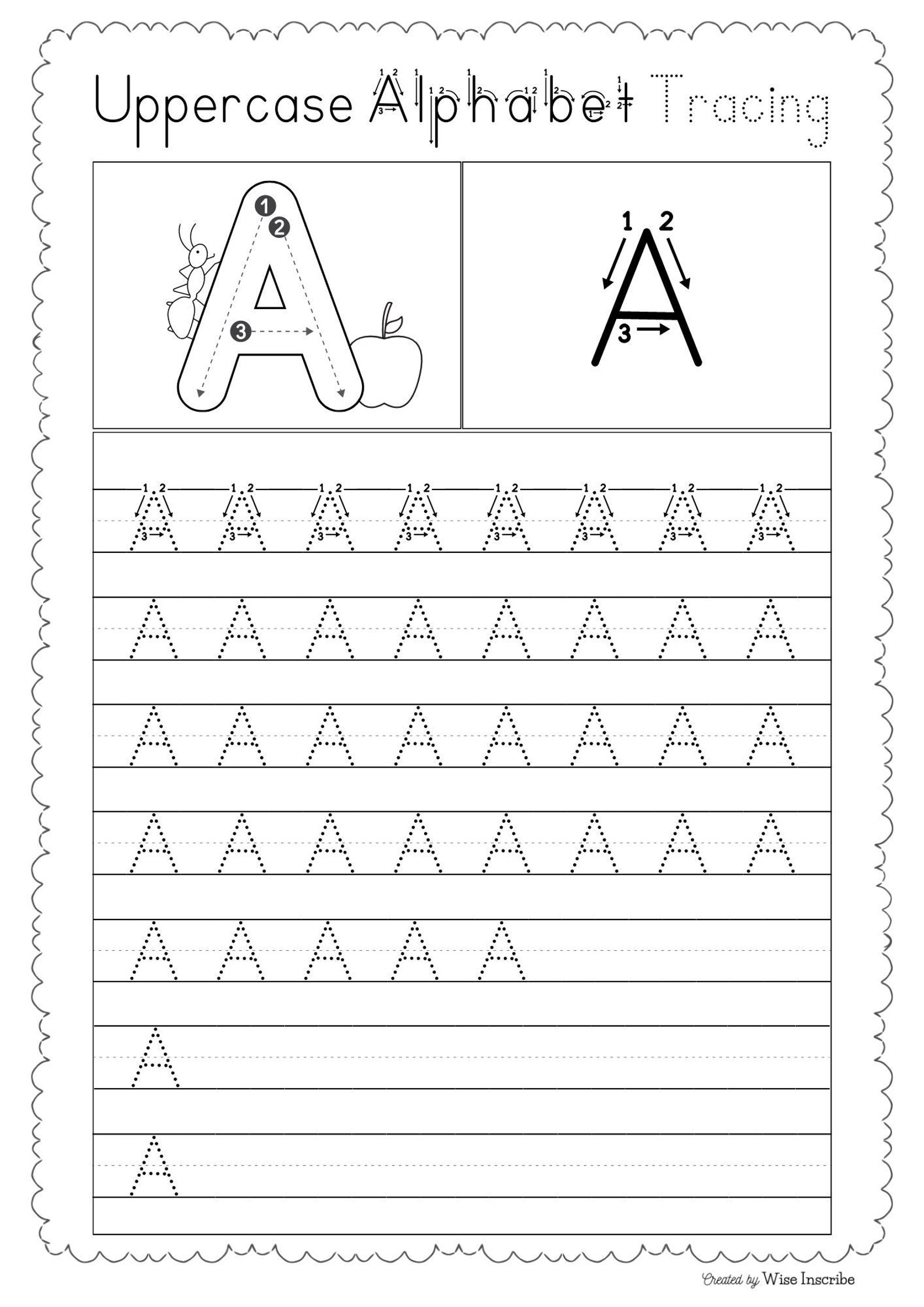 26 Printable Uppercase Alphabet Tracing Worksheets | Nursery EYFS ...
