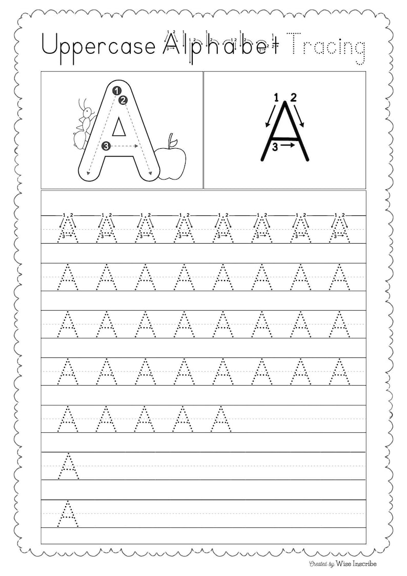 Alphabet Tracing Worksheets | Uppercase ABC Practice (printable) - Etsy
