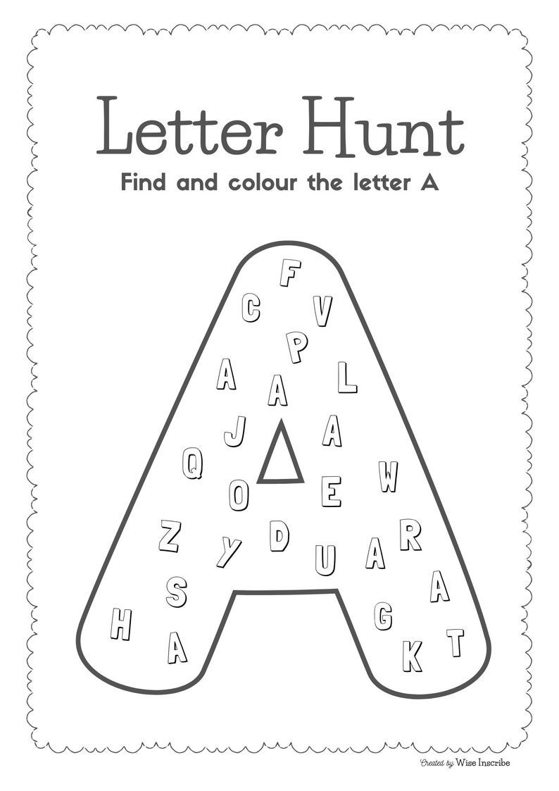 26 Letter Hunt Alphabet Worksheets Printable ABC Colouring Nursery EYFS ...