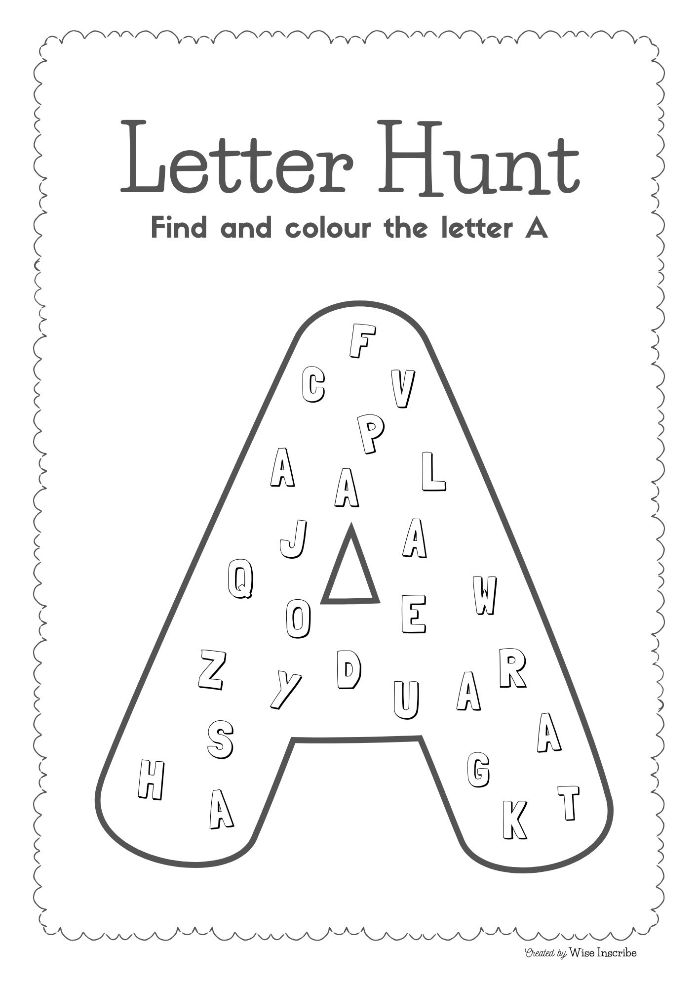 26 Letter Hunt Alphabet Worksheets Printable ABC Colouring Nursery EYFS ...