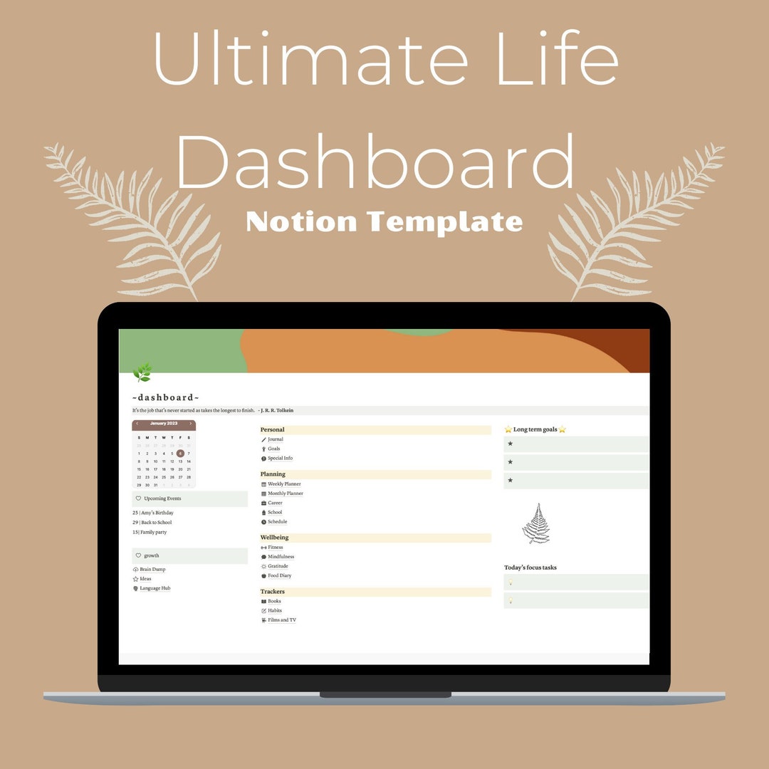 Notion Template | Ultimate Life Dashboard - Etsy