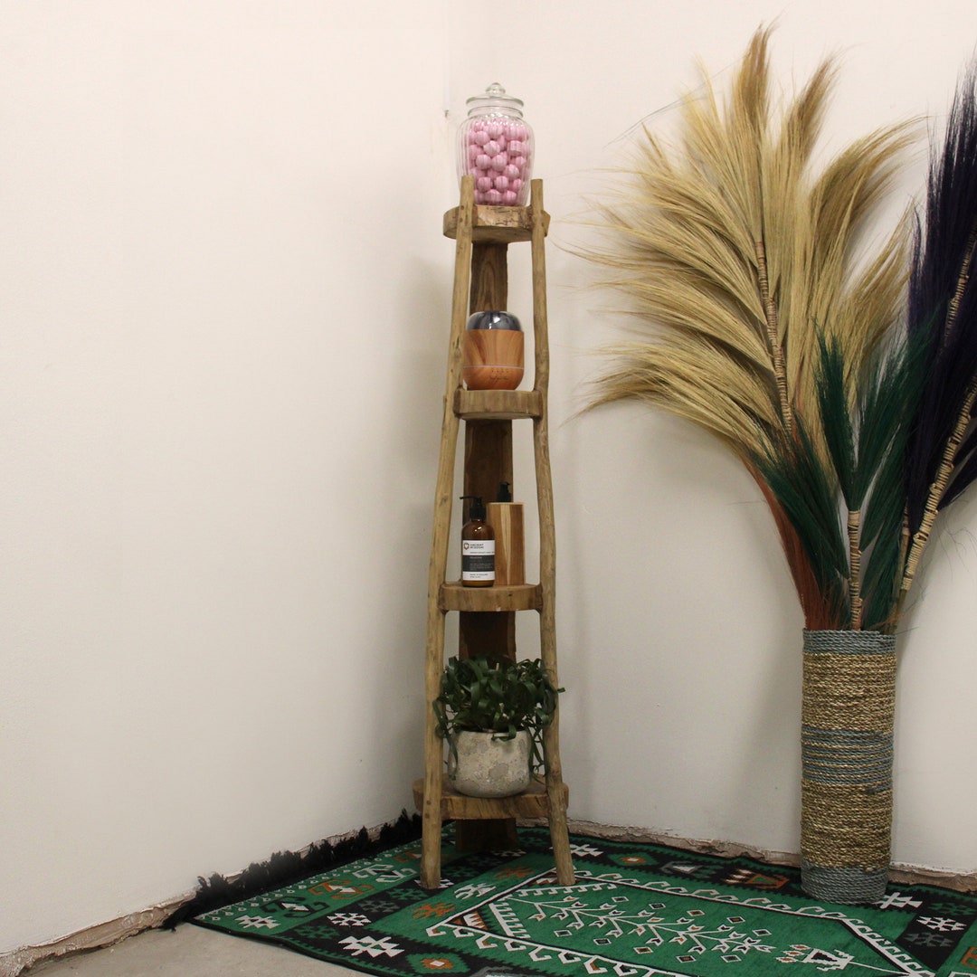 Hand-carved Artisan Teak Corner Unit 4 Shelves 135cm - Etsy