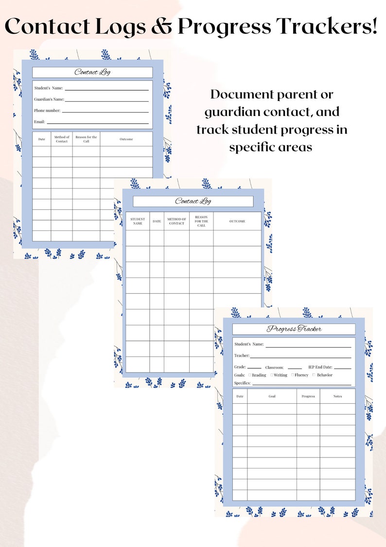 Ultimate Blank Blue Floral Digital Teacher Planner With Stickers ...