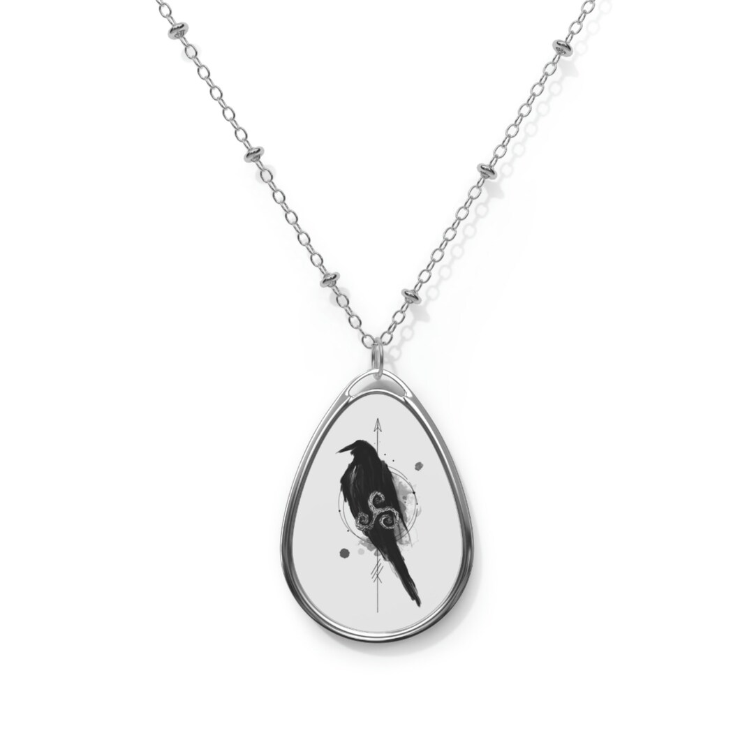 The Morrigan Crow Oval Necklace - Etsy