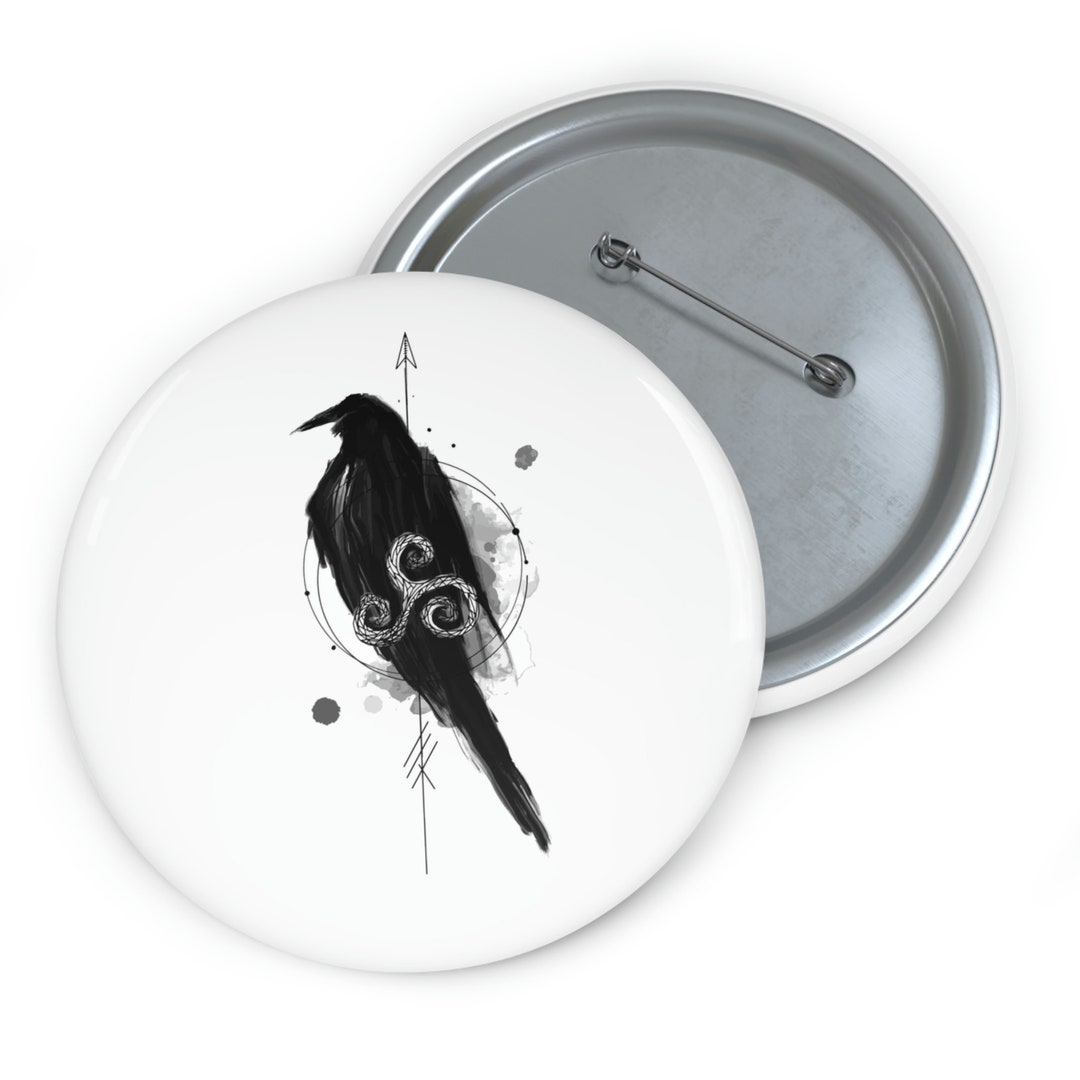 The Morrigan Celtic Crow Custom Pin Buttons - Etsy