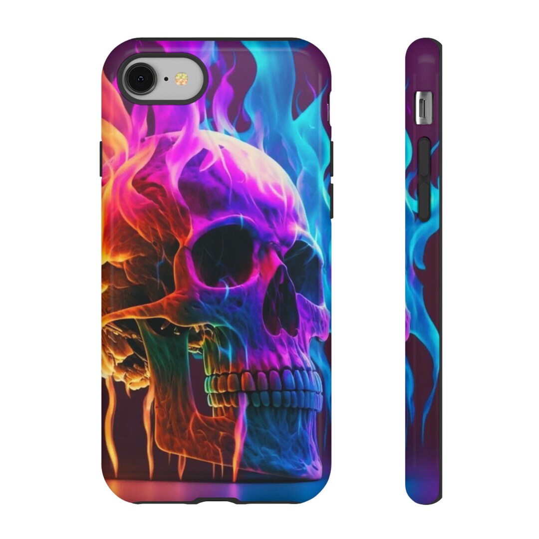 Rainbow Flaming Skull Tough Cases - Etsy