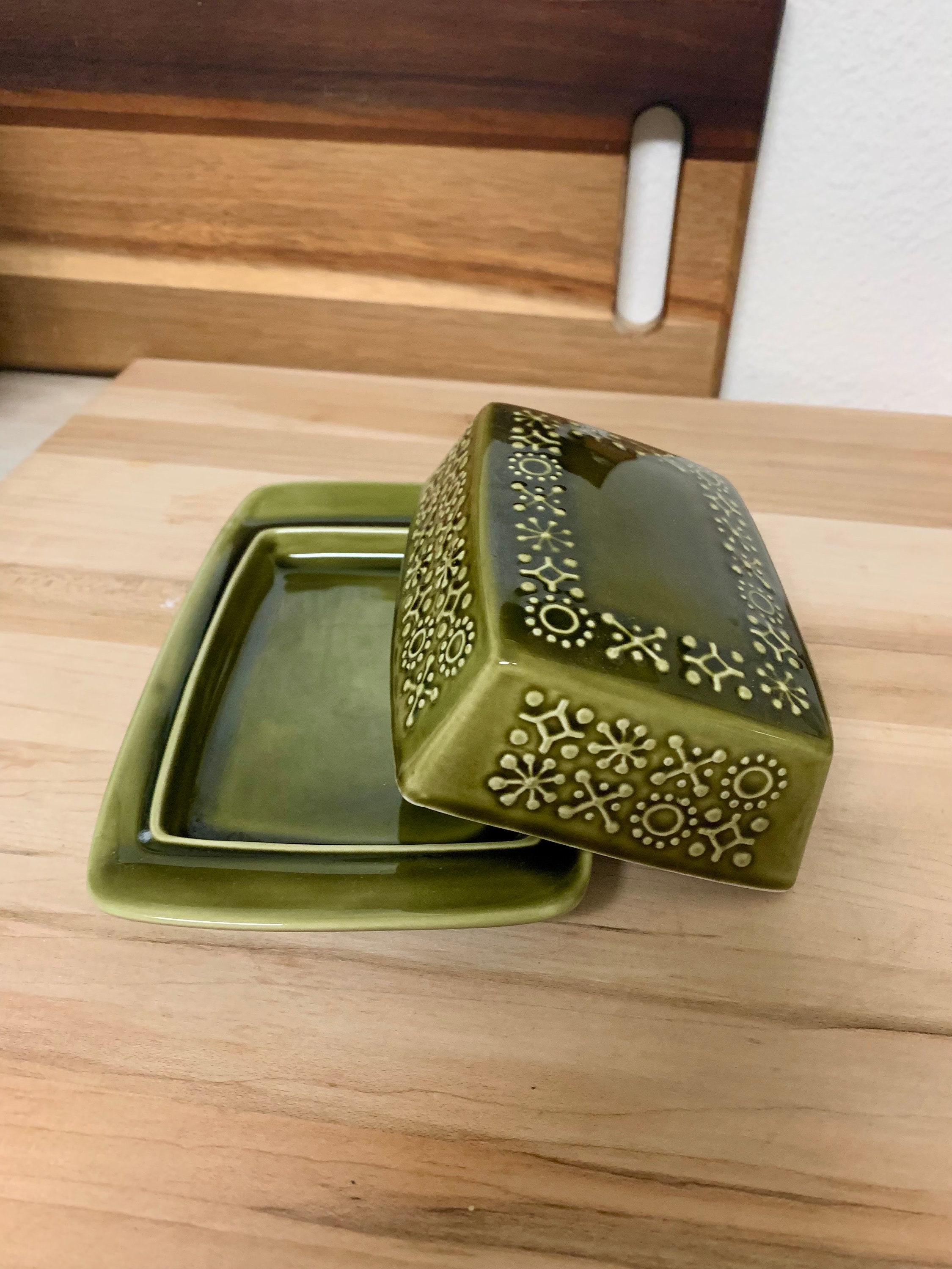 Connemara Celtic Vintage Irish Erin Green Pottery Covered Butter Dish ...