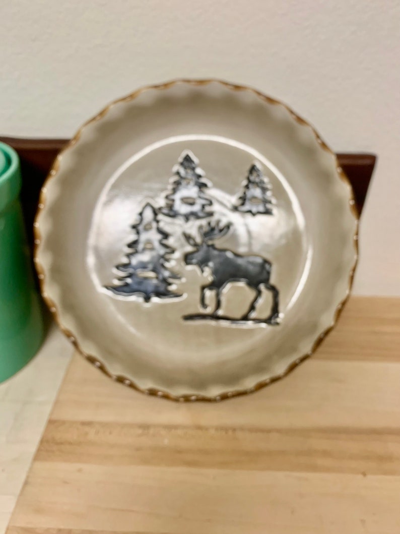 Home Studios Woodland Collection Moose Trees Rustic Stoneware Pie Plate ...