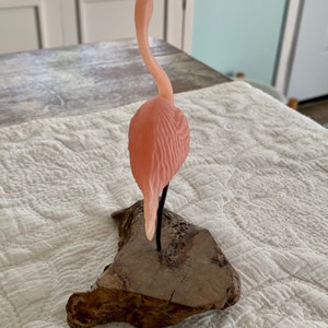Vintage John Perry Pink Frosted Flamingo on Burl Wood Sculpture ...