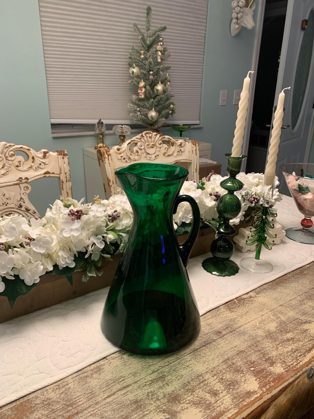 Gorgeous Blenko Mid Century Dark Green Large Beaker Pitcher. Very Rare ...