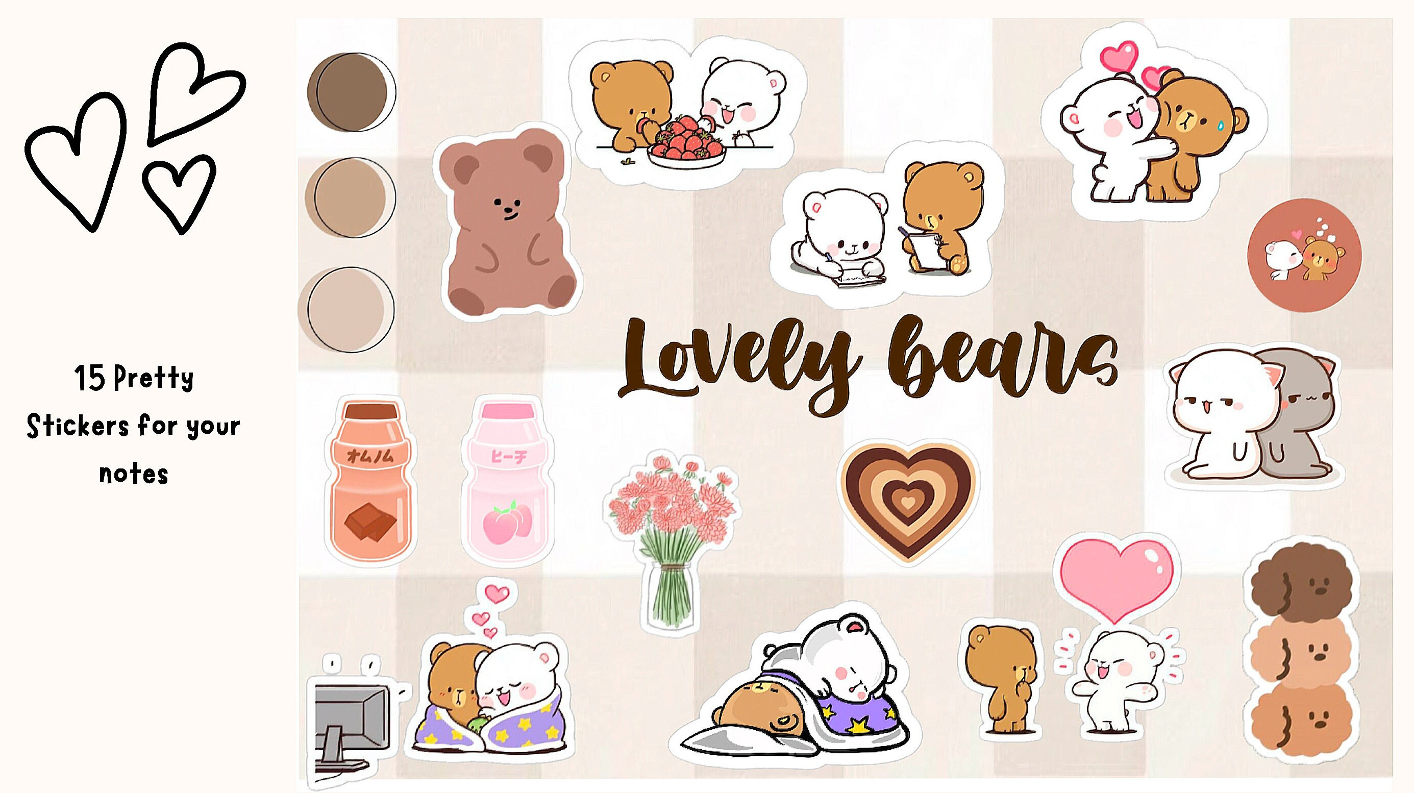 Little Bears Digital Stickers, Cute Bears Goodnotes Stickers, Korean ...