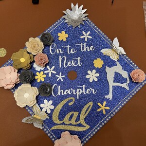 Personalized Glitter Grad Cap Topper: Handmade Paper Flowers, UC ...