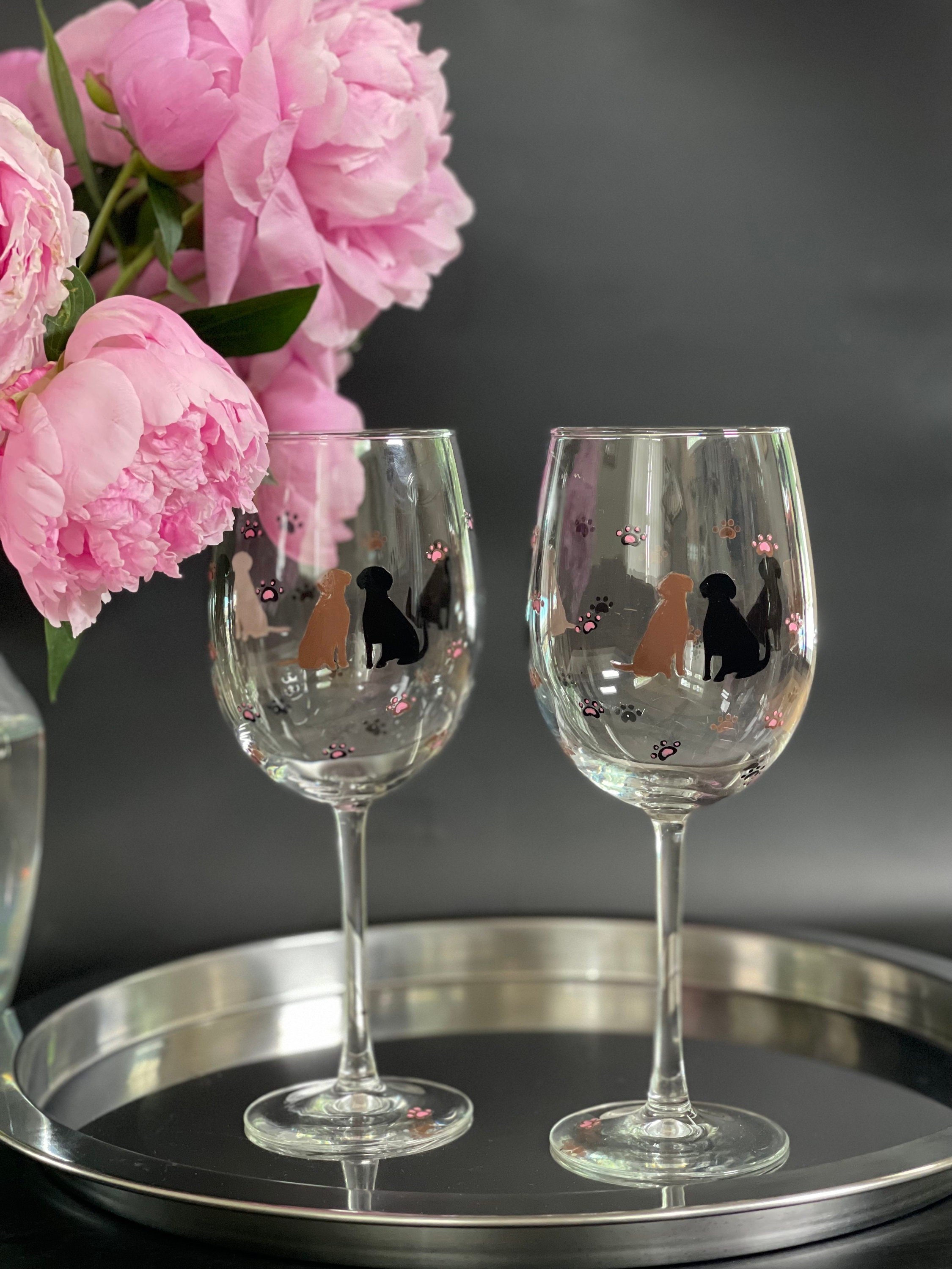 Labrador Retrievers, Hand-painted Wine Glass - Etsy