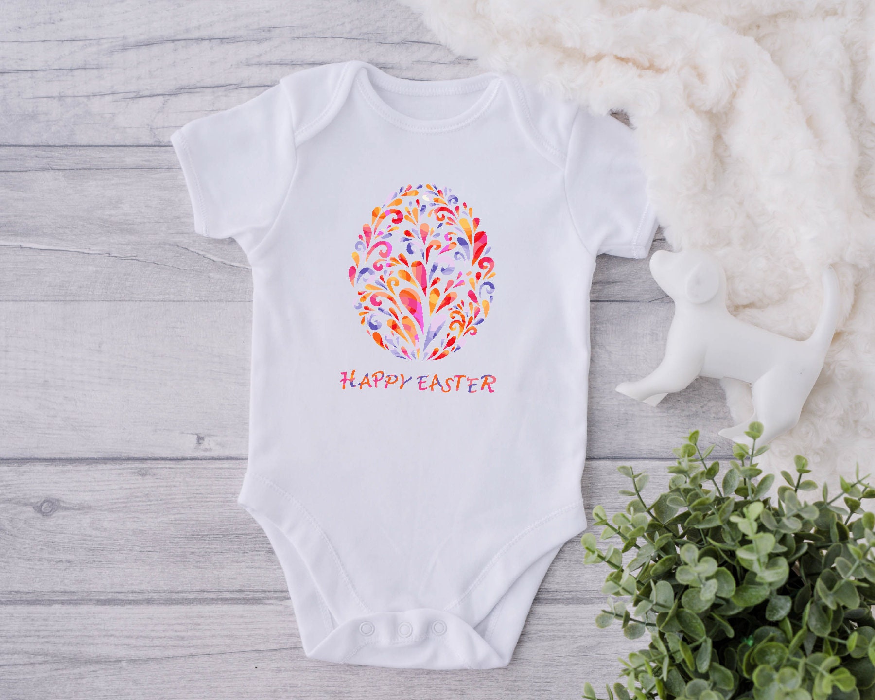 Happy Easter Egg Onesie, Colorful Easter Egg Baby Onesie sold by Chef ...