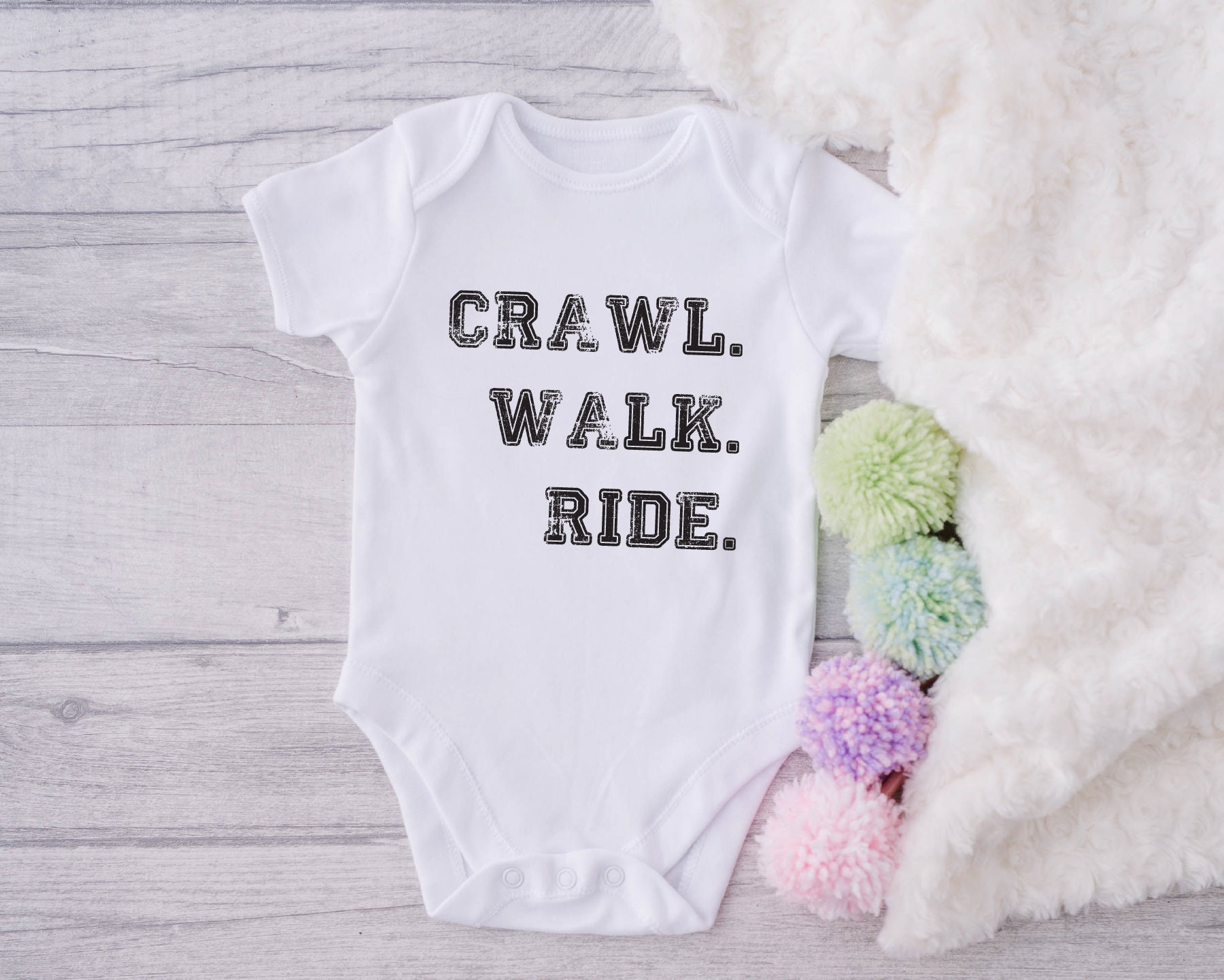 Ride Baby Onesie, Crawl-Walk-Ride Baby Onesie, Cute Motorcycle Onesie ...