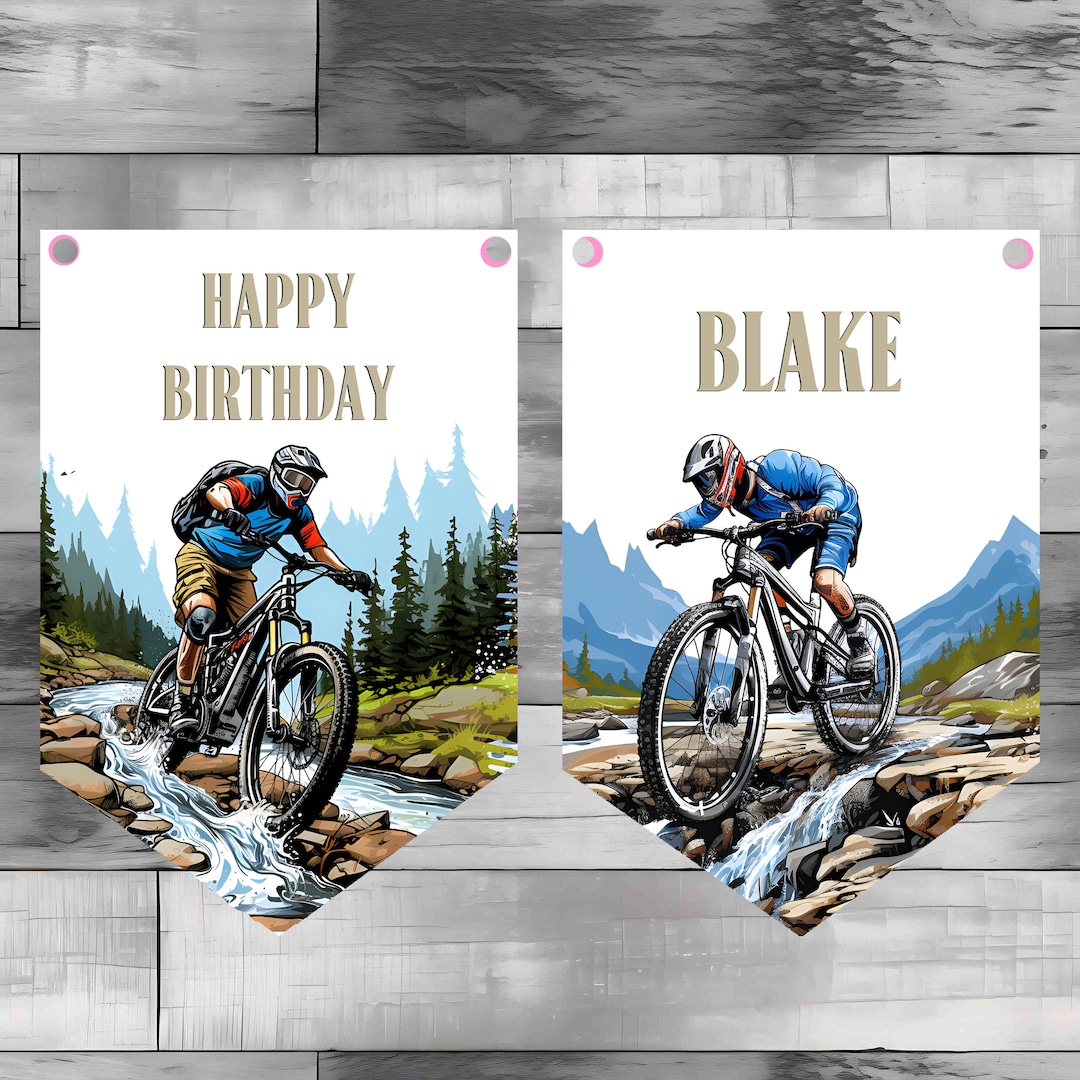 Personalised Mounting Bike Birthday Bunting, Bike Bunting , Bike Riding ...
