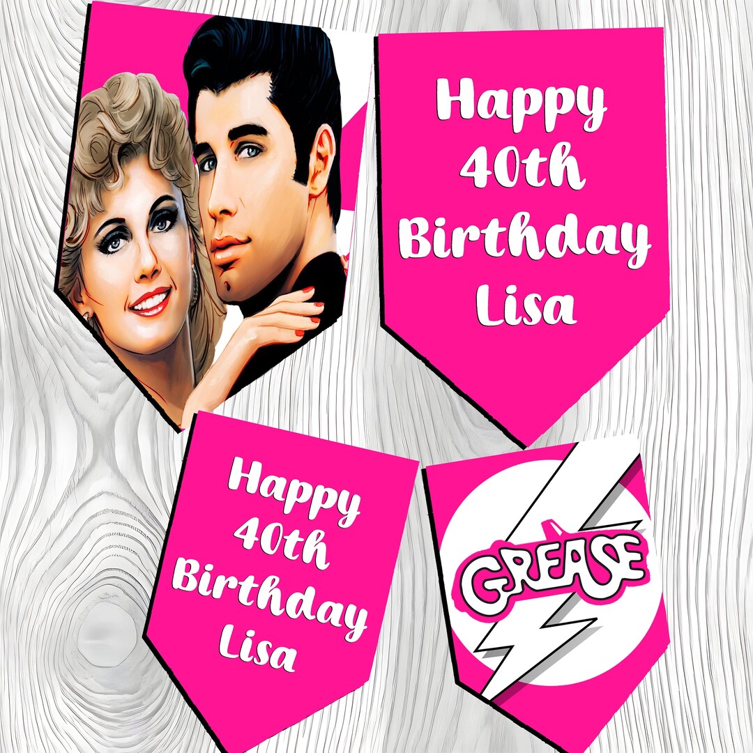 Grease Birthday Bunting , Birthday Banner, Party Decorations, Grease ...