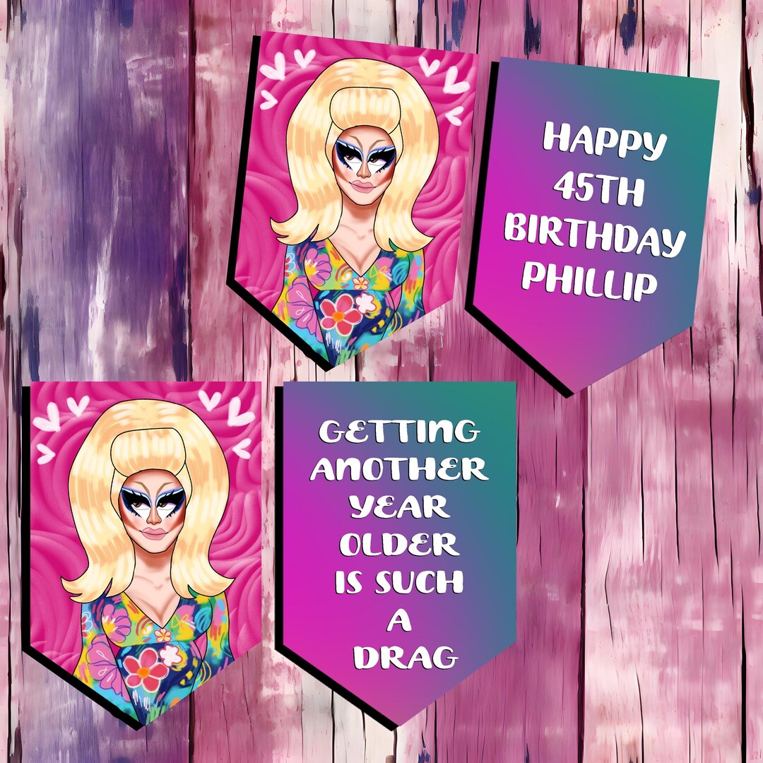 Personalised Drag Queen Bunting , Birthday Bunting, Party Decorations ...