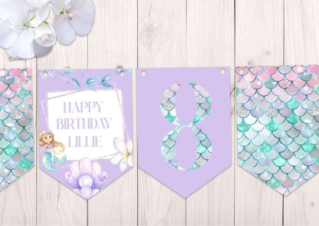 Personalised Mermaid Bunting ,mermaid Banner, Under Water , in the Sea ...