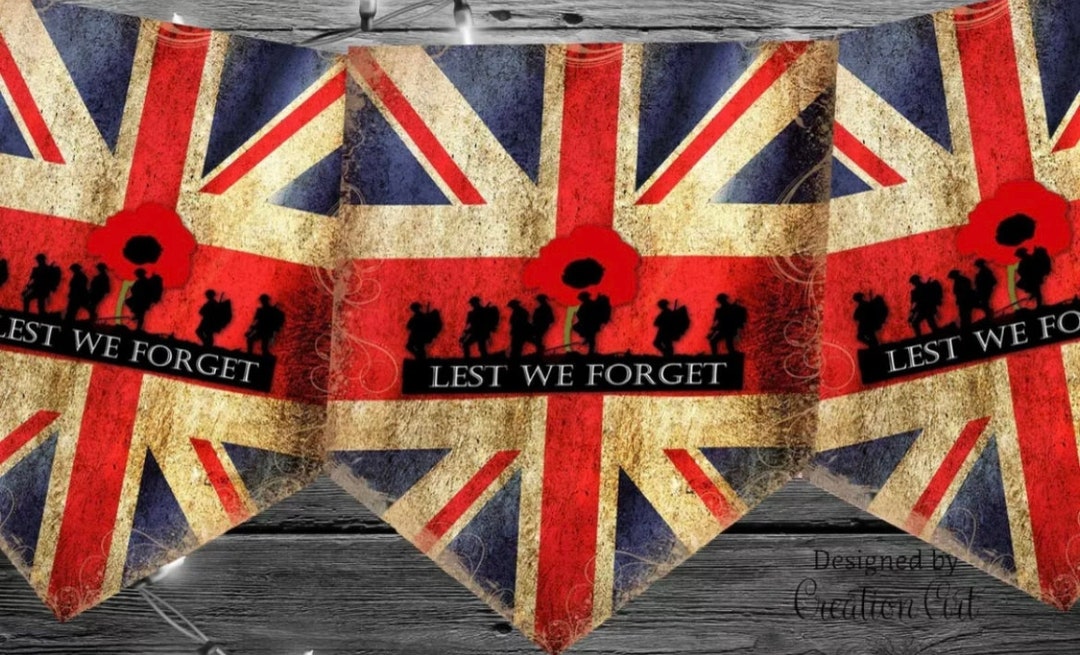 Lest We Forget Bunting,soldiers,union Jack Bunting,garland,street Party ...