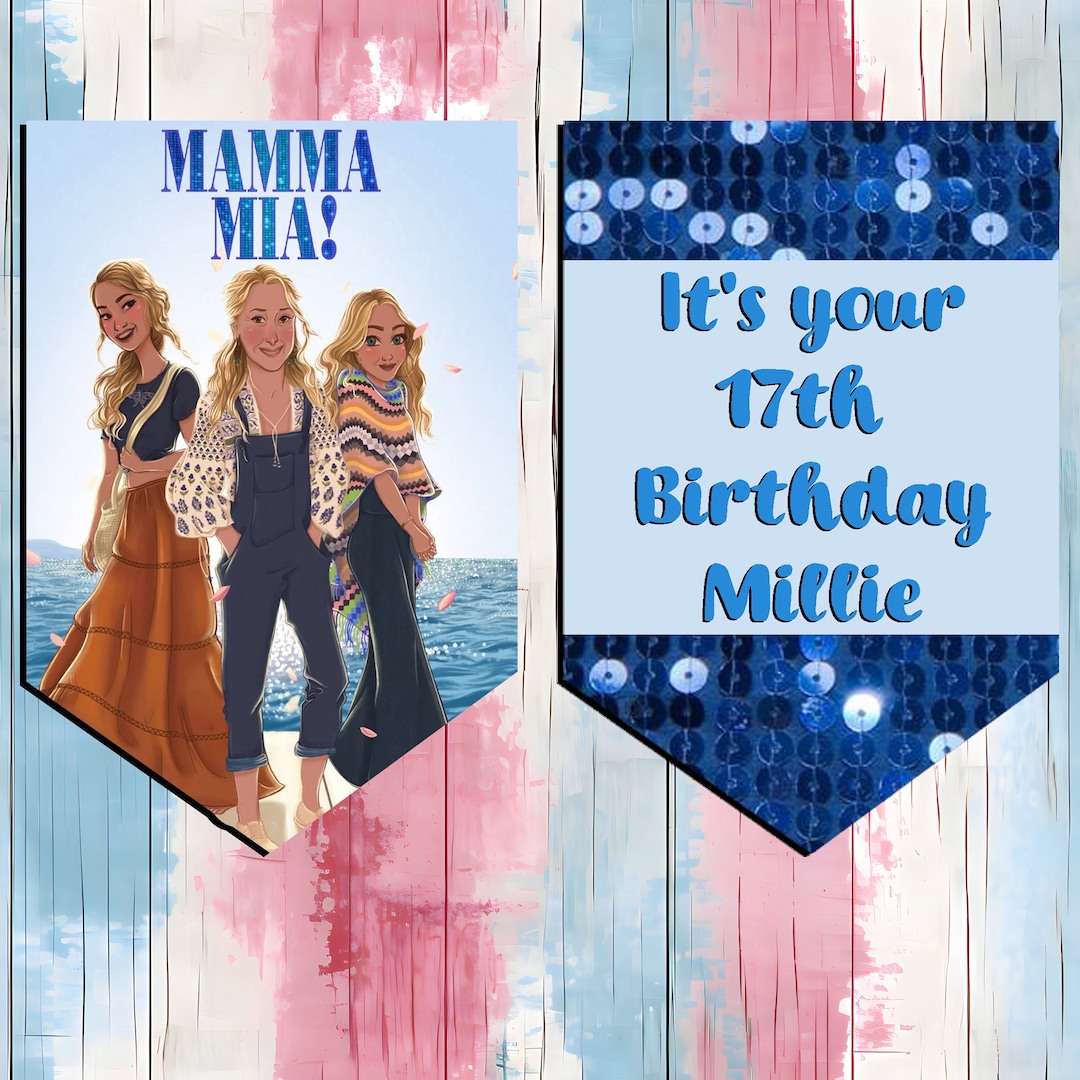 Mamma Mia Bunting , 17th Birthday Bunting,party ,banner,girls 17th ...