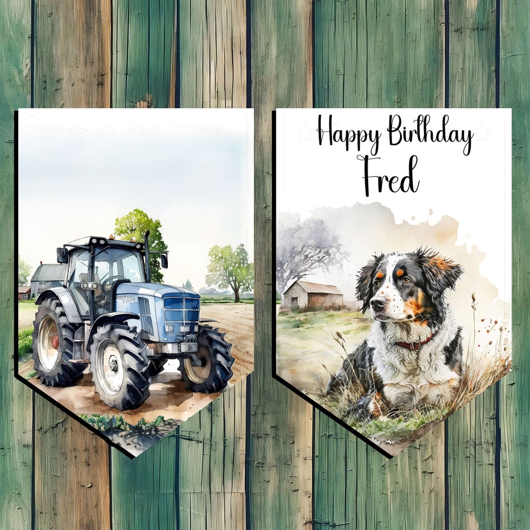 Personalised Farm Bunting , Tractor Bunting , Collie , Farming , Happy ...