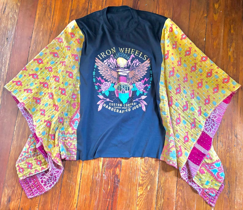 Motorcycle Boho Hippie Poncho Top Made With Kantha - Etsy