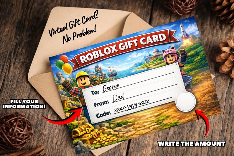 Printable Roblox Gift Card Template | Print & Fill In - Etsy