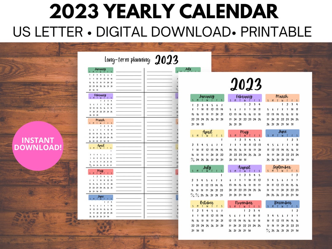 Yearly Calendar Monthly to Do List 2023 Monthly Planner - Etsy