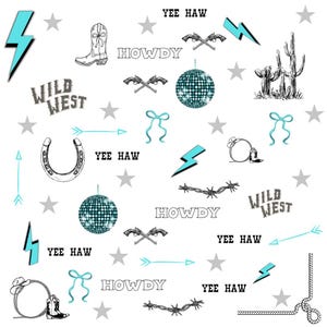 Turquoise Western PNG Collage Clipart Digital Download for Commercial ...