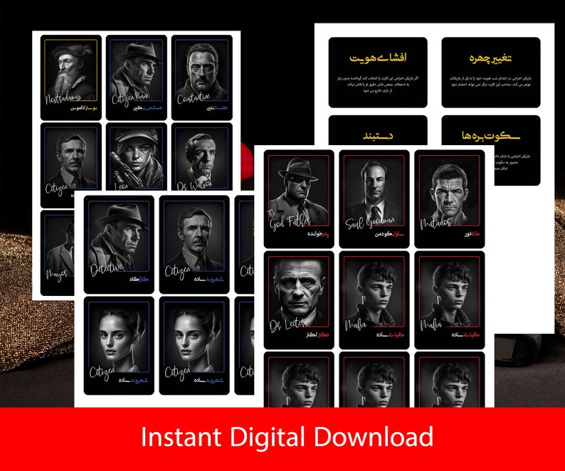 Persian Mafia Board Card Party Game (role-playing Game), Printable Game ...