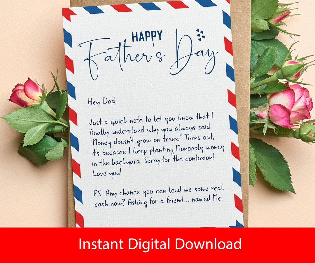 Hilarious Father's Day Greeting Card, Hilarious Letter to Dad, Instant ...