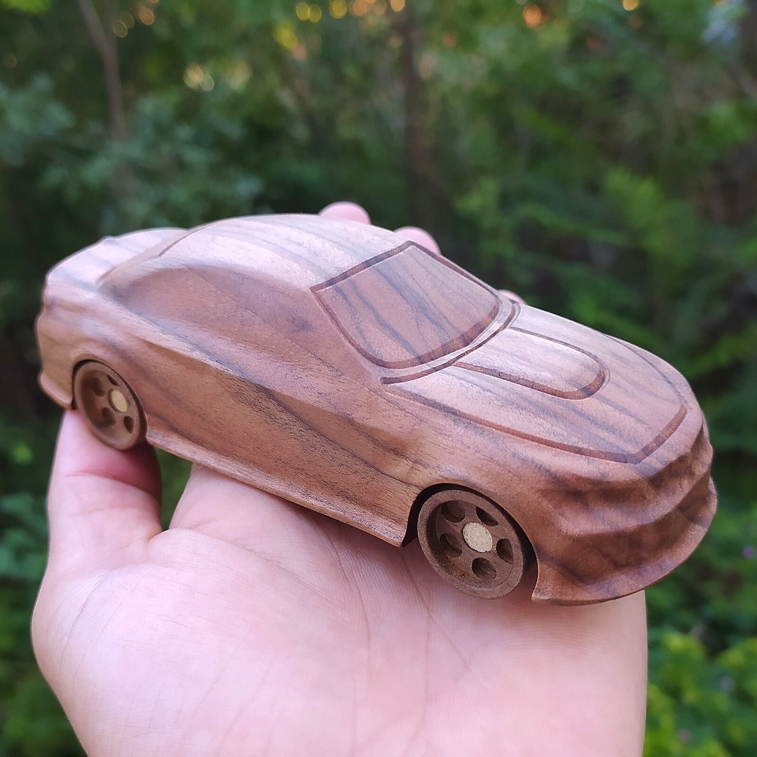 Walnut Wood Toy Car: Handmade Wooden Model BMW Racing Car Engraved ...