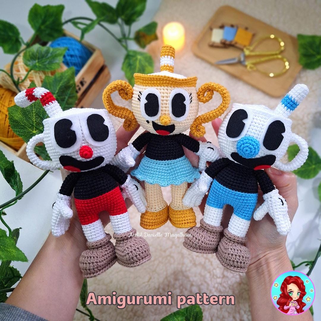 Cuphead, Mugman and Ms. Chalice Amigurumi Pattern (big Version) - Etsy