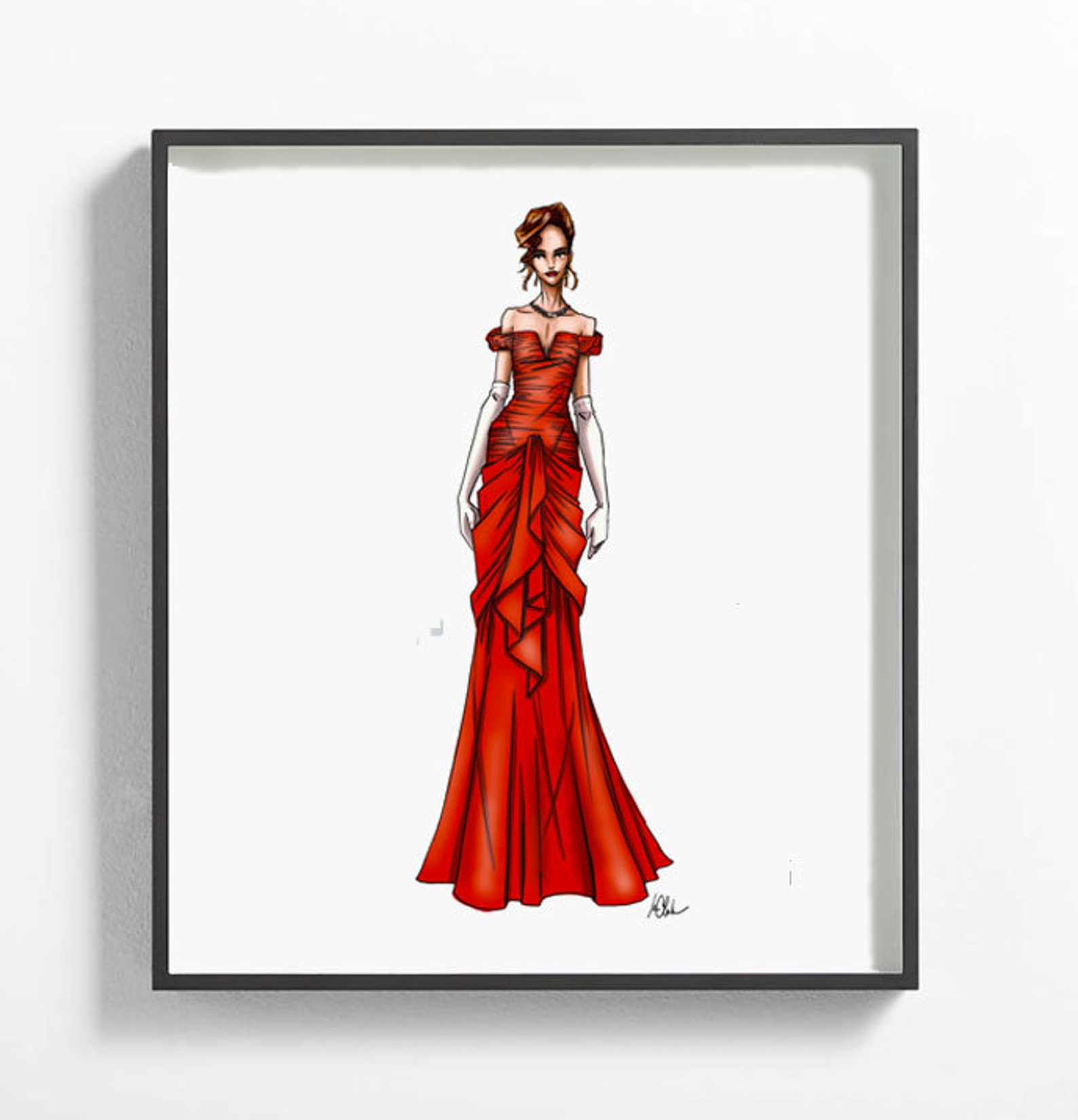 Fashion Illustration of the Famous Red Dress From Pretty Woman as Wall ...