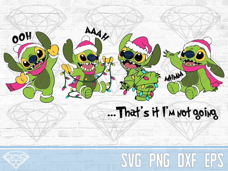 Stitch Xmas Christmas Svg Stitch Png Angel Cartoon Dxf Grinch Eps Happy ...