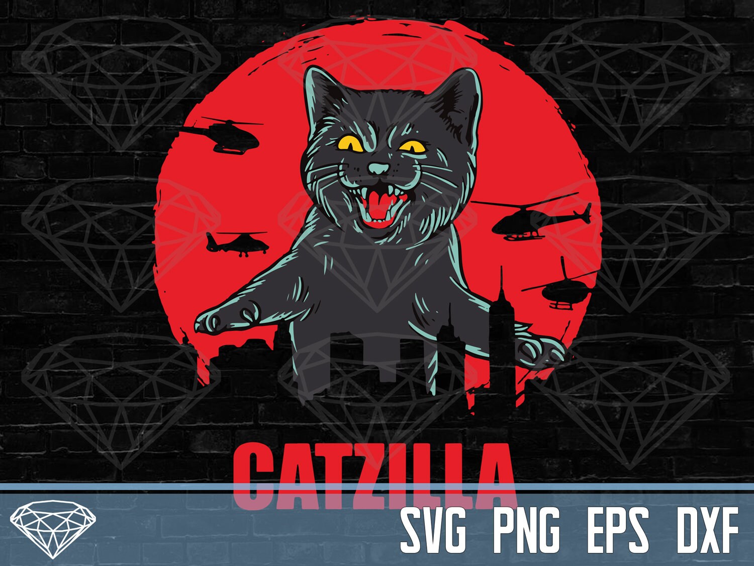 Catzilla Svg | Purrfect Godzilla Png | Cat Eps | Humor Humour Funny Dxf ...