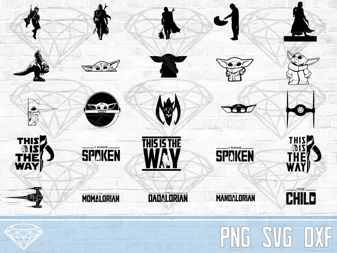 The Mandalorian 50 Symbols & Silhouettes Star Wars Png / Svg / Dxf This ...