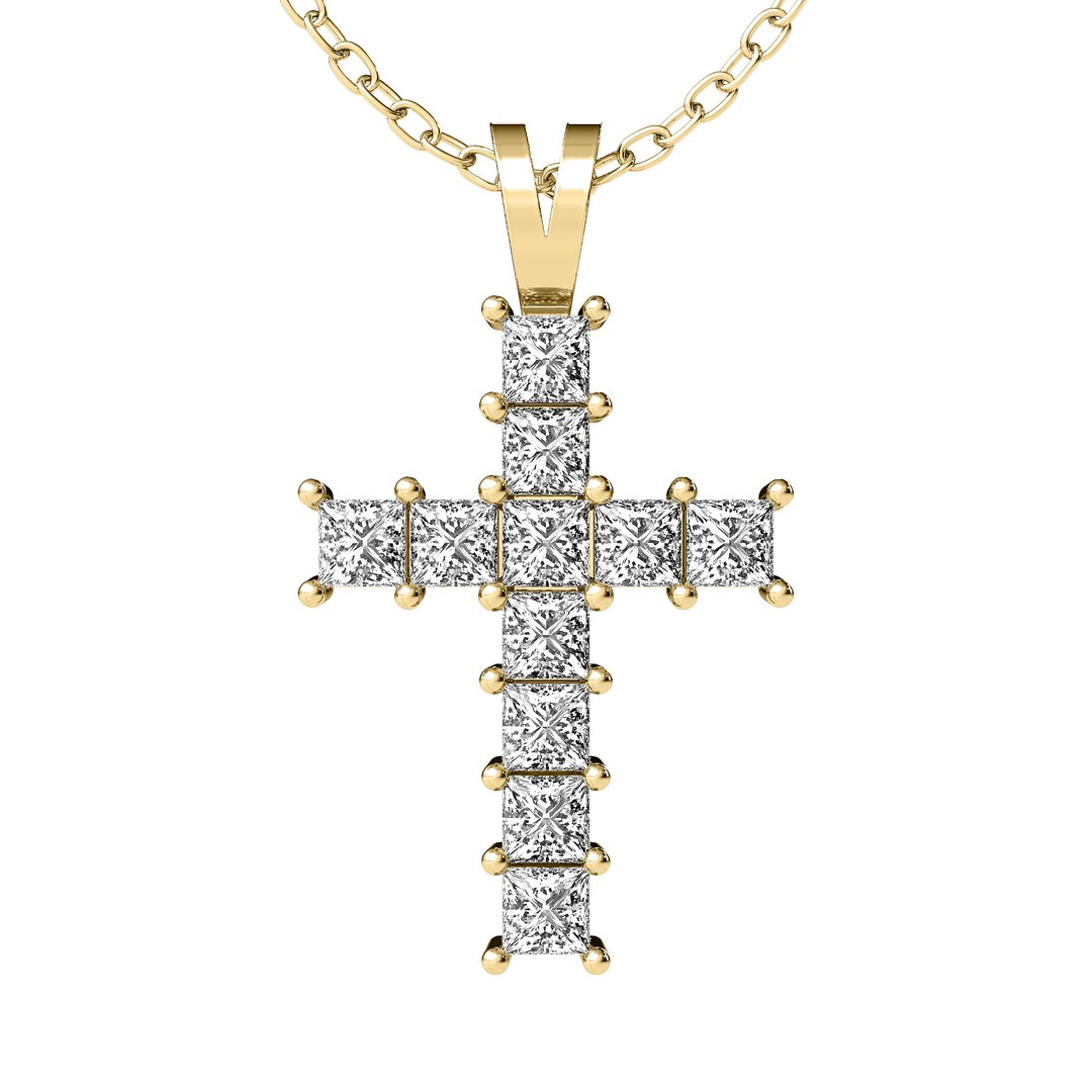 1.20tcw Lab Diamonds Set in Real Solid Gold 14K Cross Pendant - Etsy