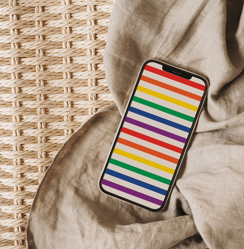 Retro Rainbow Lines iPhone Wallpaper, Colorful Funky iPhone Background ...