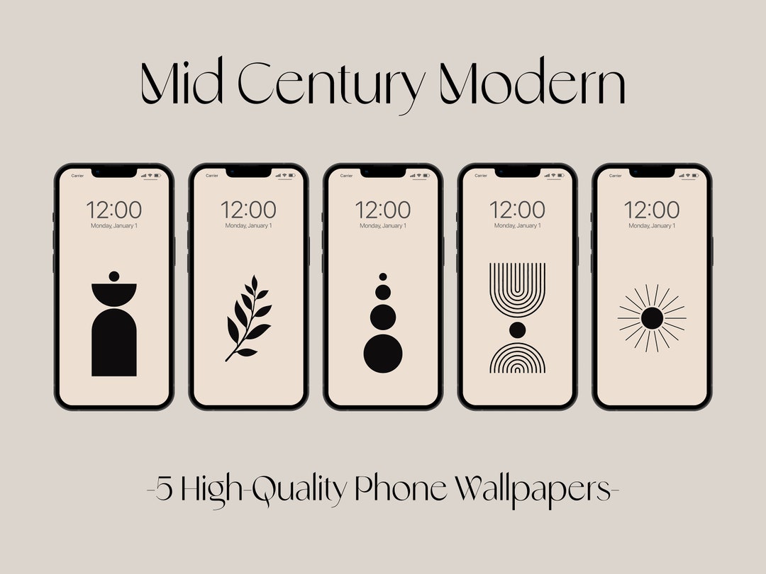 Mid Century Modern Phone Wallpaper Set of 5, Mid Century Elements ...