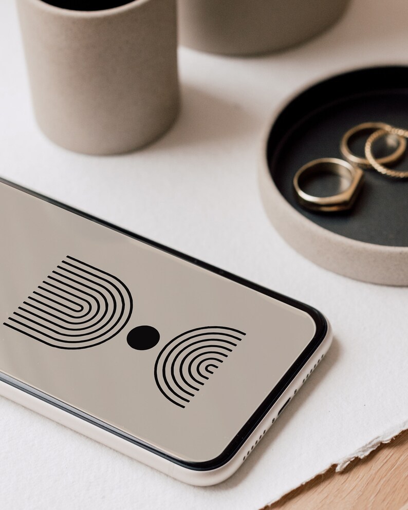 Black and Beige Mid Century Modern Mobile Phone Wallpapers, Neutral ...